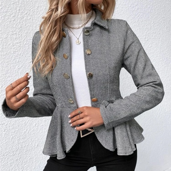 Jackets & Coats | Classic Herringbone Peplum Jacket | Poshmark